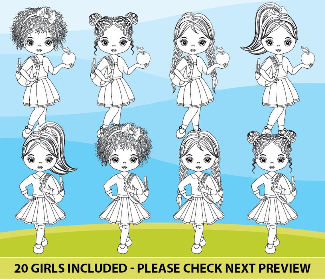 Back to School Clipart Vector School Clipart Afro Study | Etsy