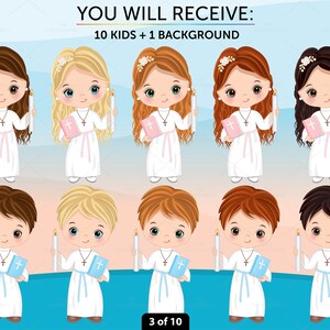 First Communion Clipart, Vector Bible Clipart, Boy Girl Communion, Kids ...