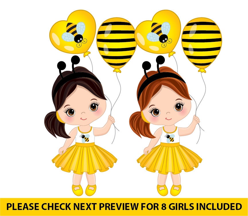 Bee Clipart Vector Bee Clipart Girl Clipart Bee Girls - Etsy UK
