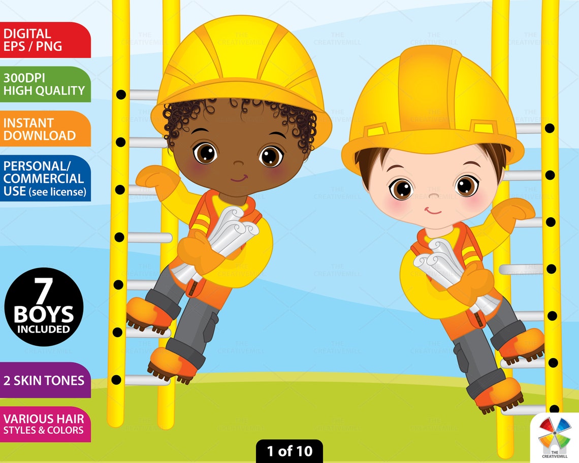 Construction Boys Clipart Vector Construction Clipart Boys - Etsy