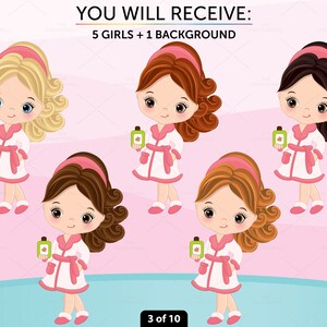 Little Spa Girls Clipart - Vector Spa Girl, Spa Party Clipart, Spa ...