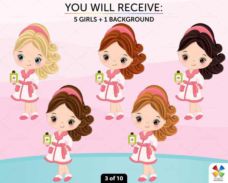 Little Spa Girls Clipart Vector Spa Girl Spa Party Clipart - Etsy España