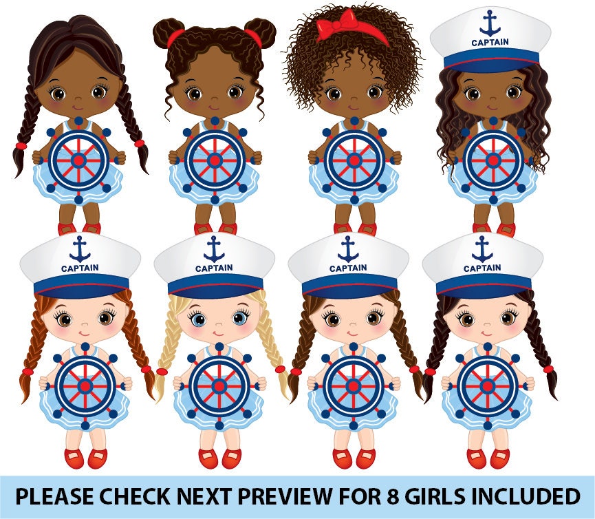 Nautical Clipart Vector Nautical Girls Clipart Nautical | Etsy UK