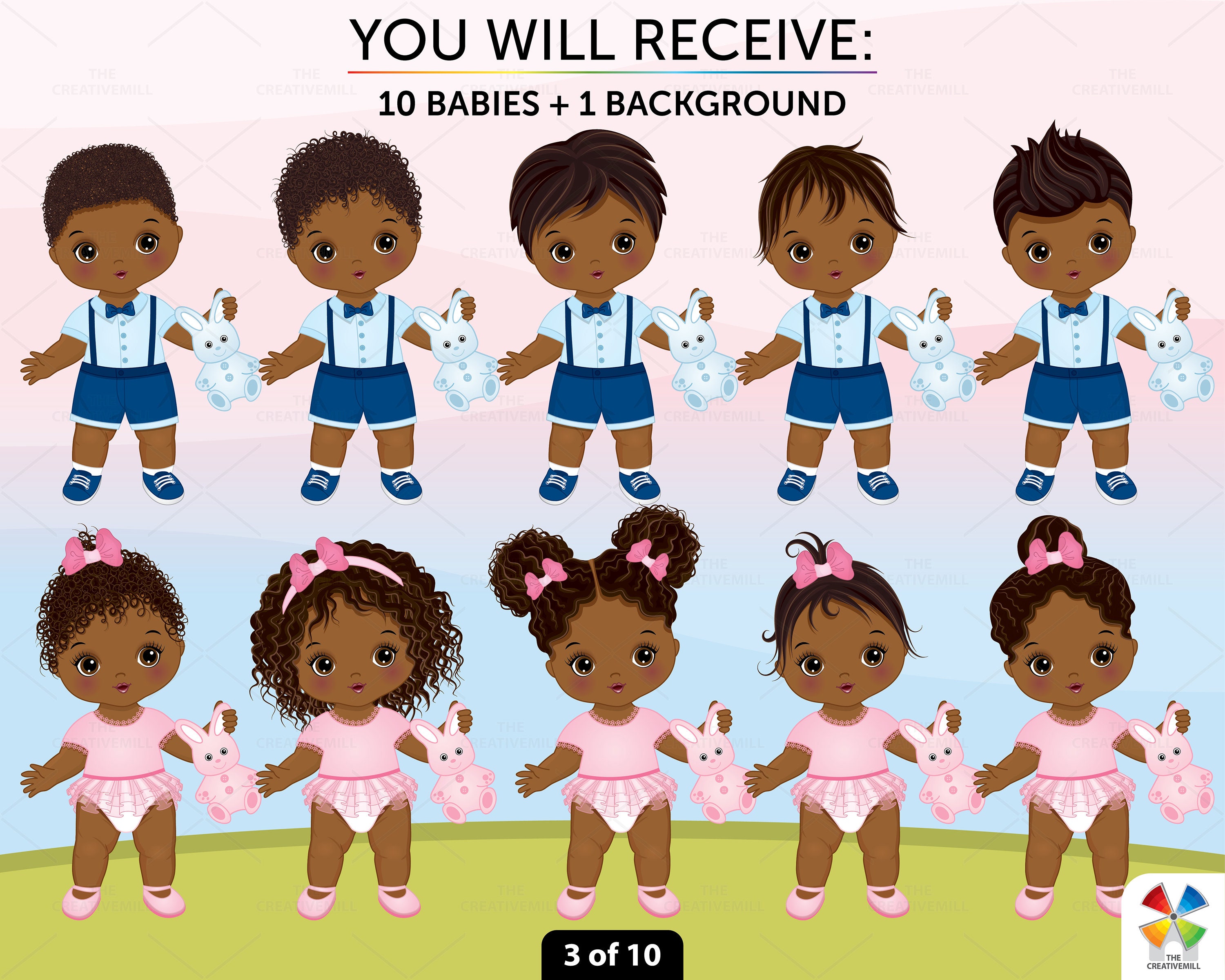 Afro Toddler Clipart Vector Baby Image One Year Old Baby - Etsy