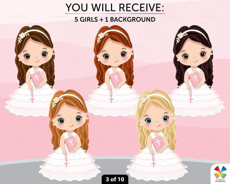 First Communion Clipart Vector Communion Clipart Cute Girl - Etsy