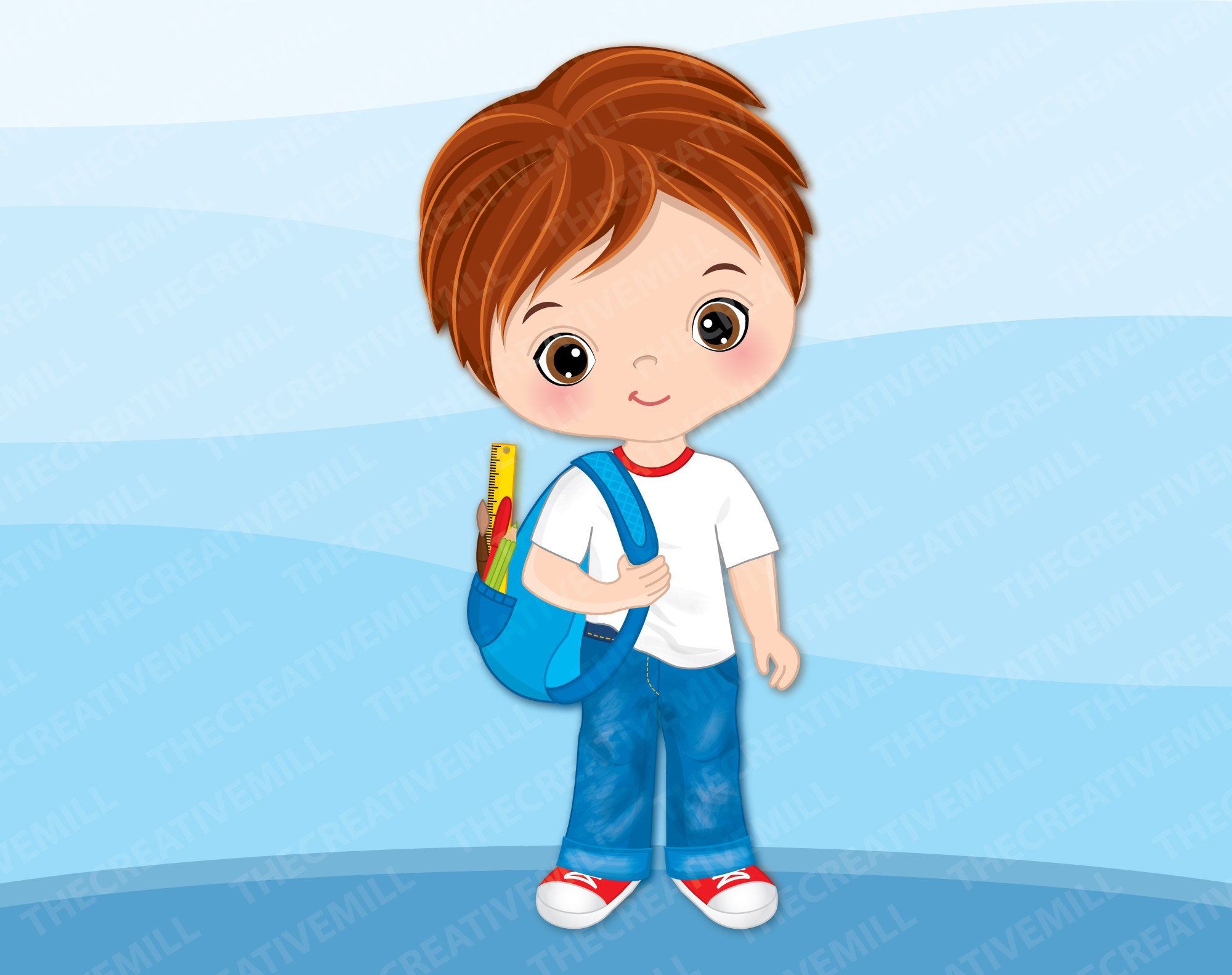 School Boy Clipart Vector Student Clipart Boy Clipart Back | Etsy