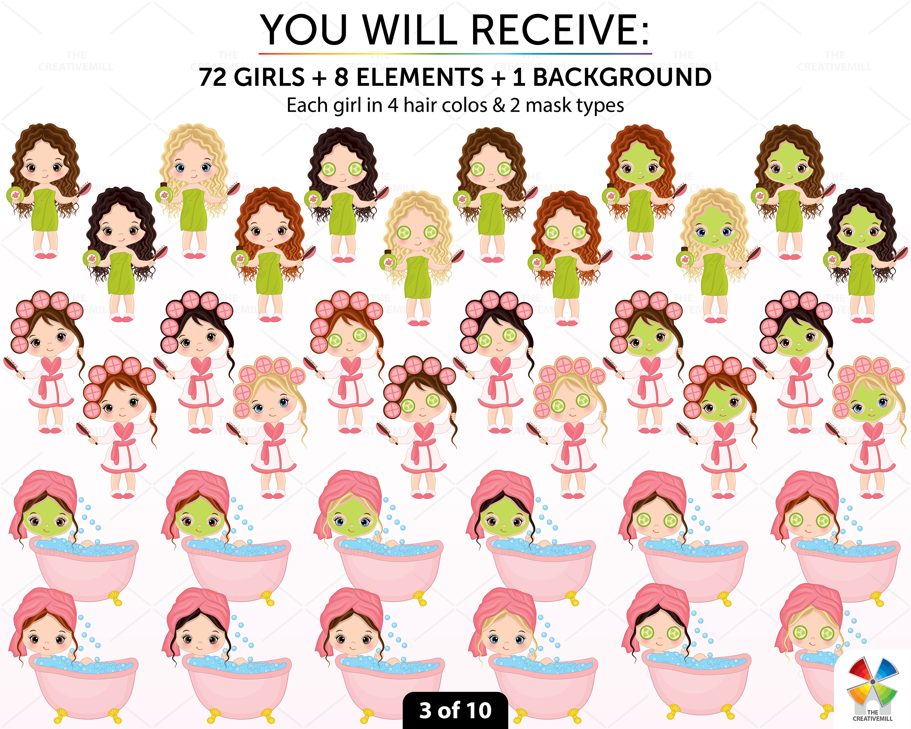 72 Little Spa Girls Clipart Vector Spa Girl Spa Party - Etsy Canada