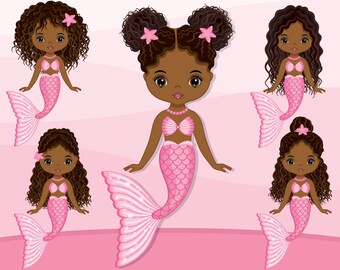 Afro Mermaid Clipart | Etsy