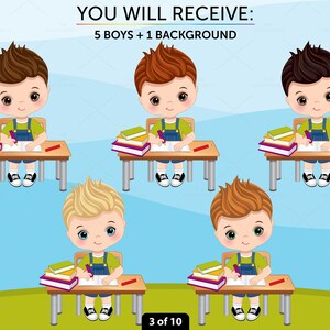 School Boy Clipart, Vector School Kid, Caucasian Kid, Study, Student ...