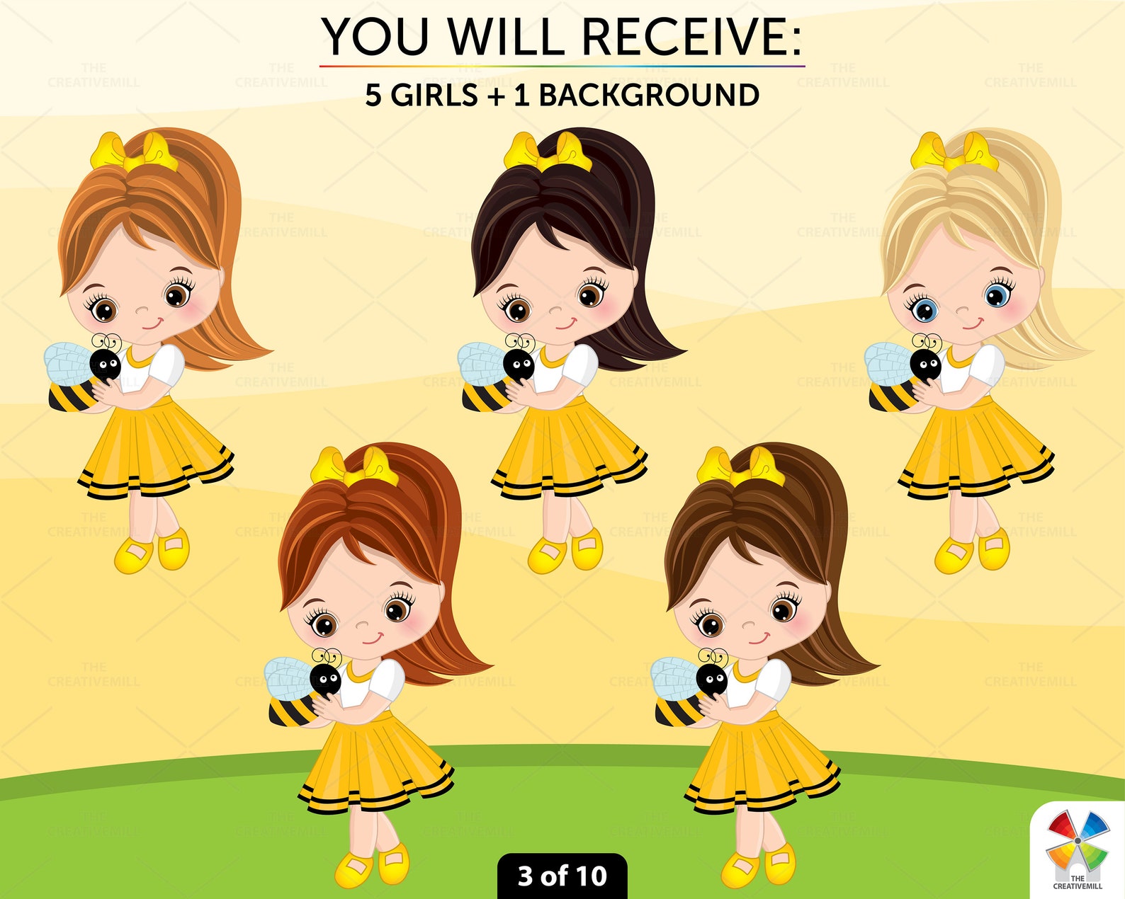 Bee Clipart Vector Bee Clipart Girl Clipart Bee Girls - Etsy