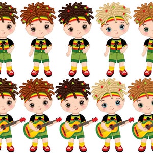 Reggae Boy Clipart Vector Rasta Boy Cute Little Boy Guitar | Etsy