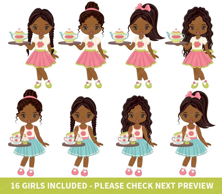 Tea Party Clipart Vector Tea Clipart African American | Etsy