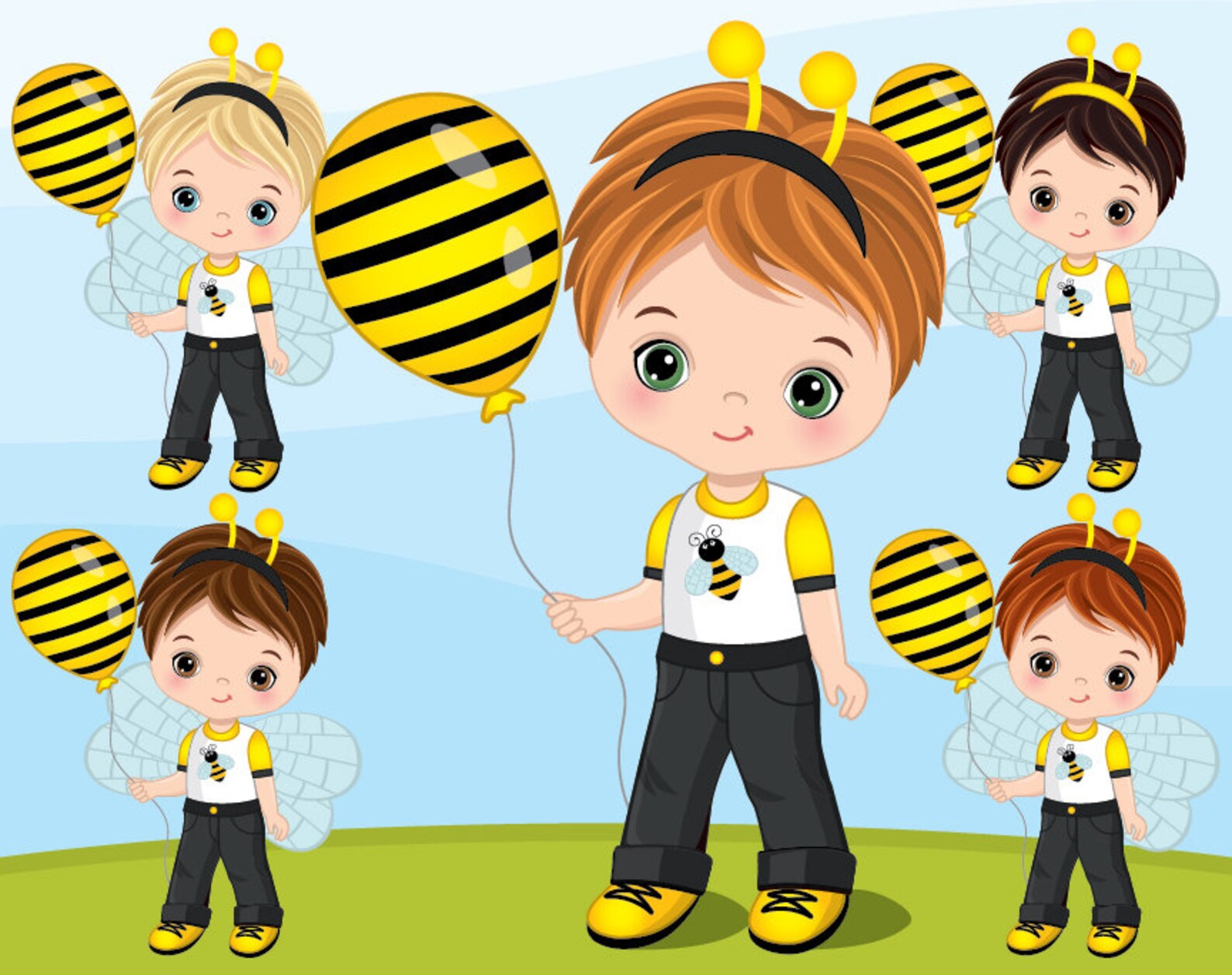 Boy BumbleBee Clipart Vector Bee Clipart Boy Clipart Bee | Etsy