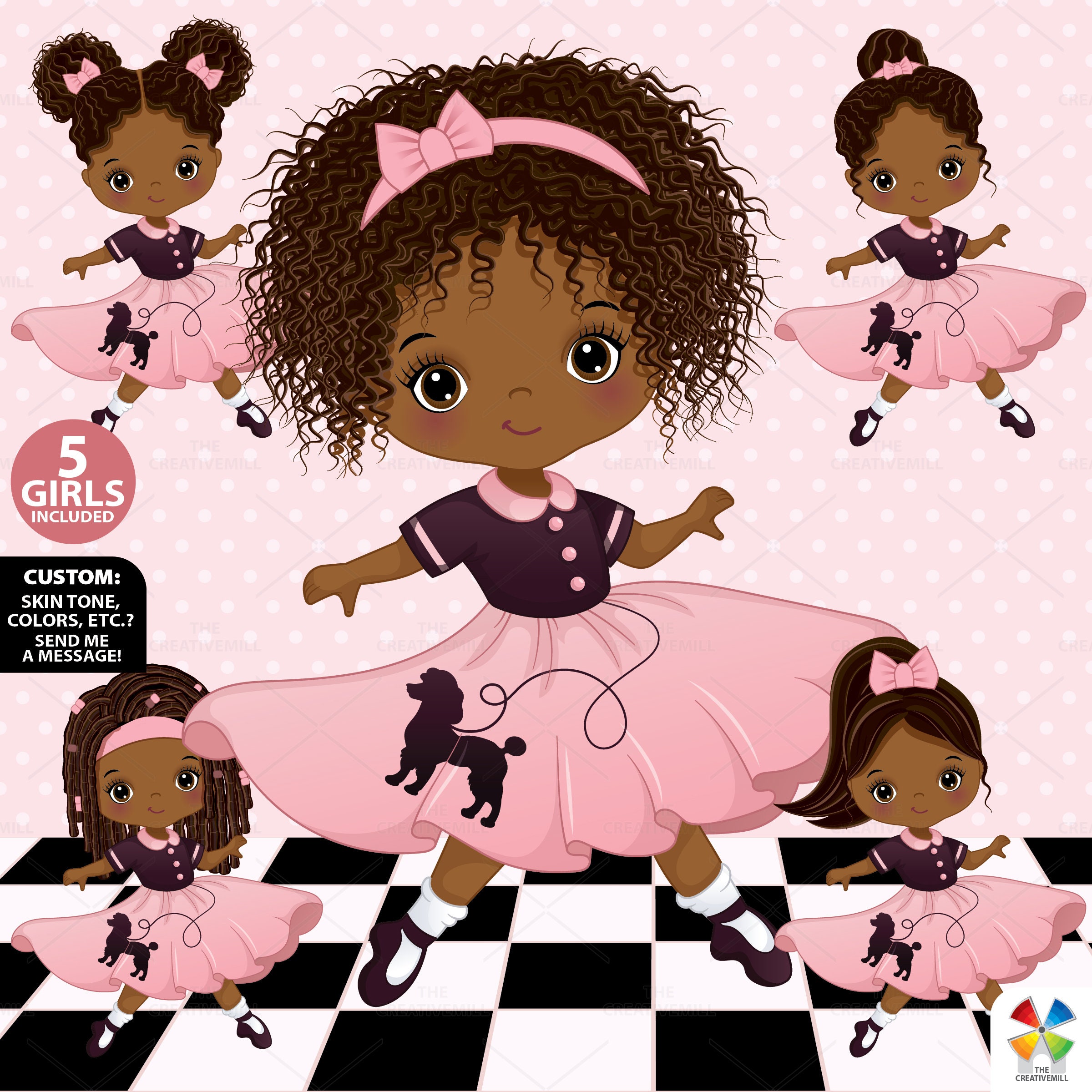 Sock Hop Clipart, Vector Retro Dance, 50's Retro, Vintage, Poodle Skirt ...