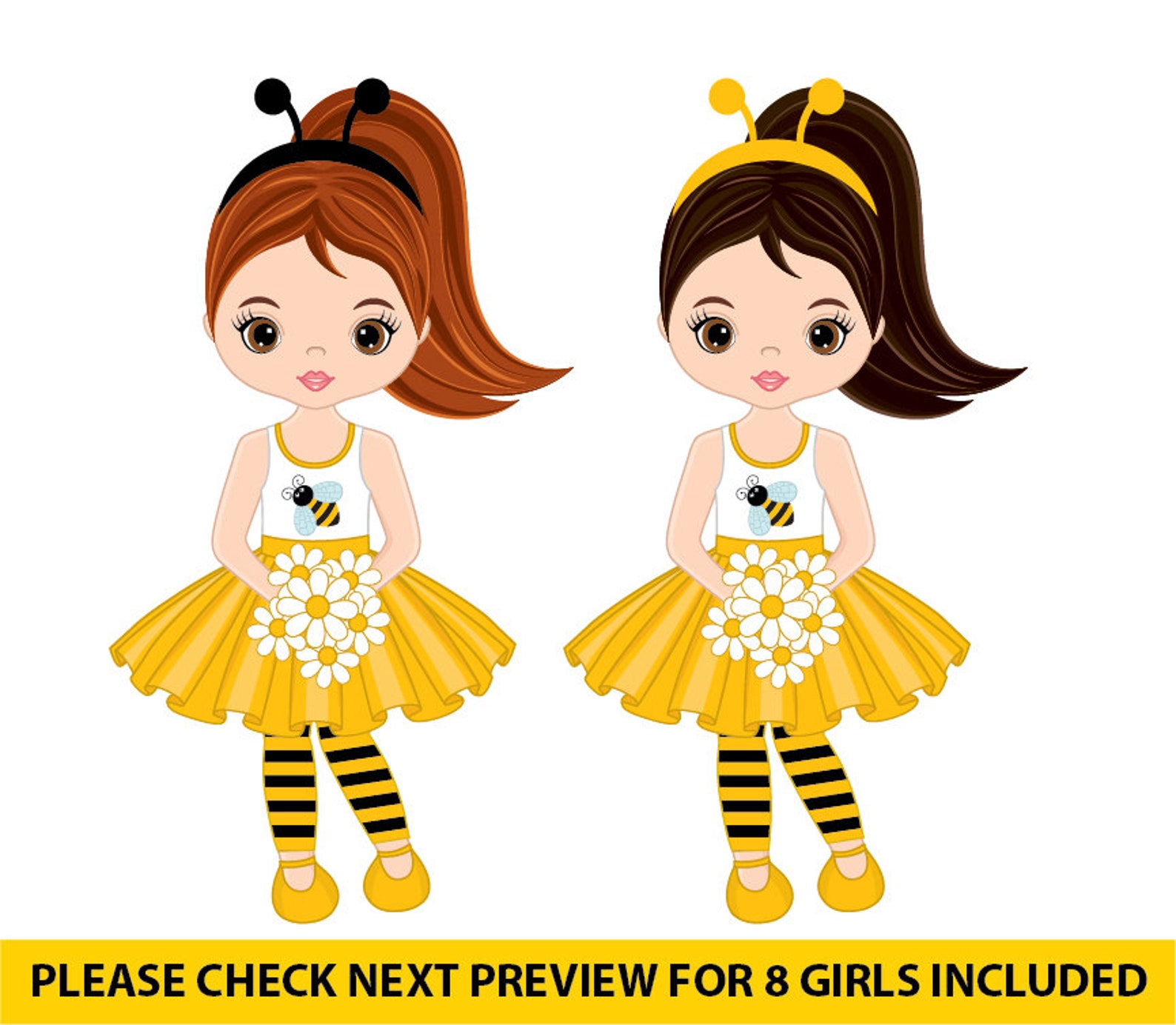 Bee Girls Clipart Vector Bee Clipart Bee Little Girls - Etsy