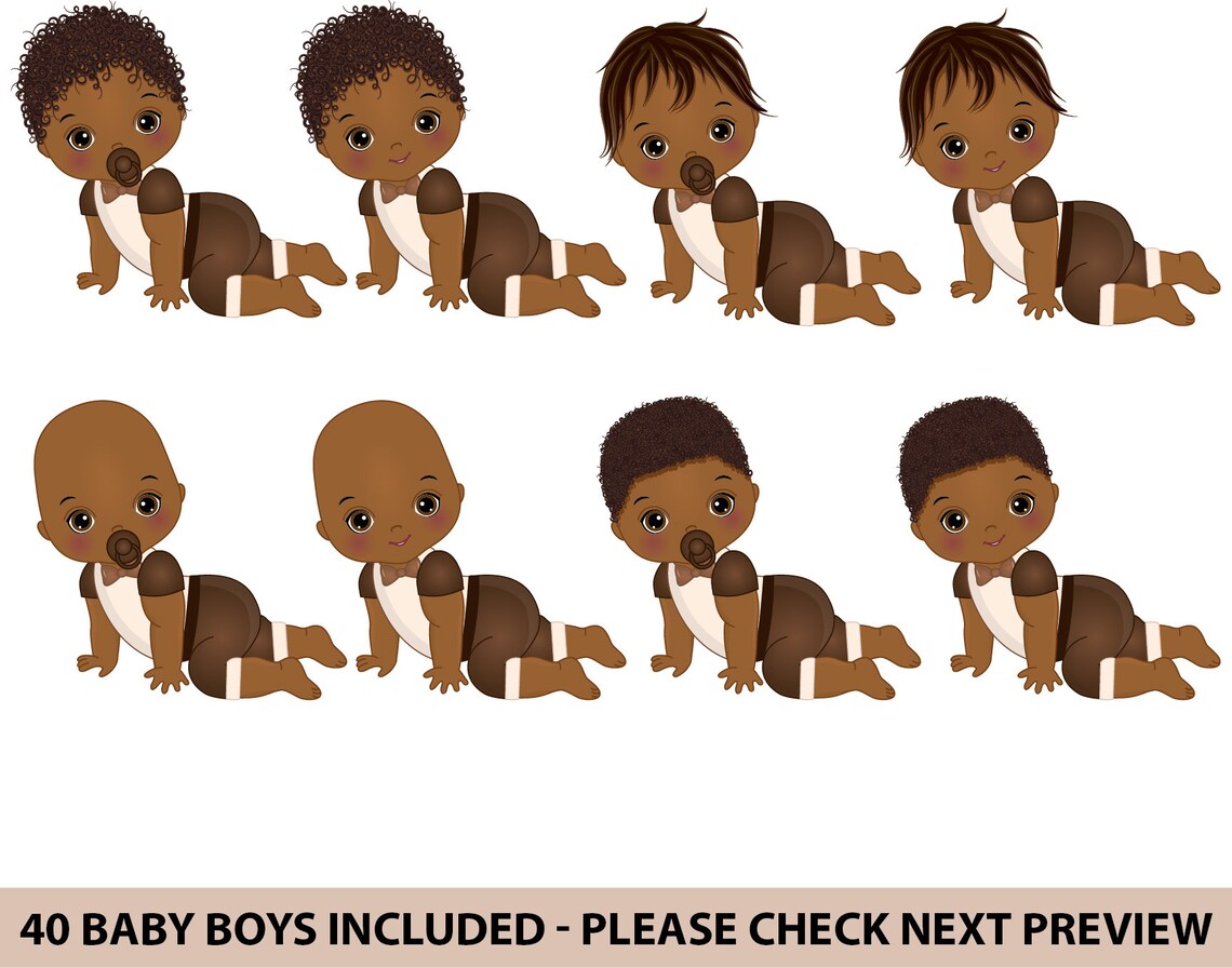 Brown Baby Boy Clipart Vector Baby Shower Newborn African - Etsy