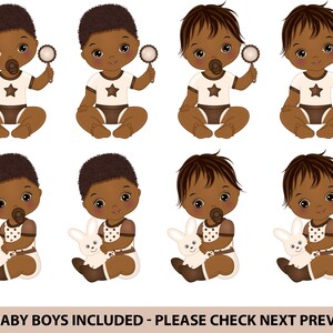 Brown Baby Boy Clipart, Vector Baby Shower, Newborn, African American ...