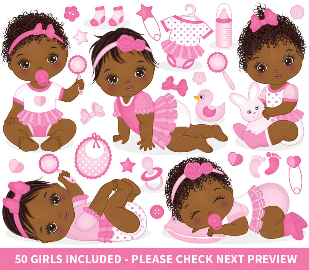 Baby Girl Clipart, Vector Baby Clipart, Afro Baby Clipart, Newborn ...