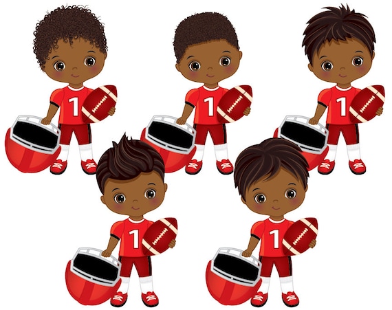 Kids Playing American Football Clipart