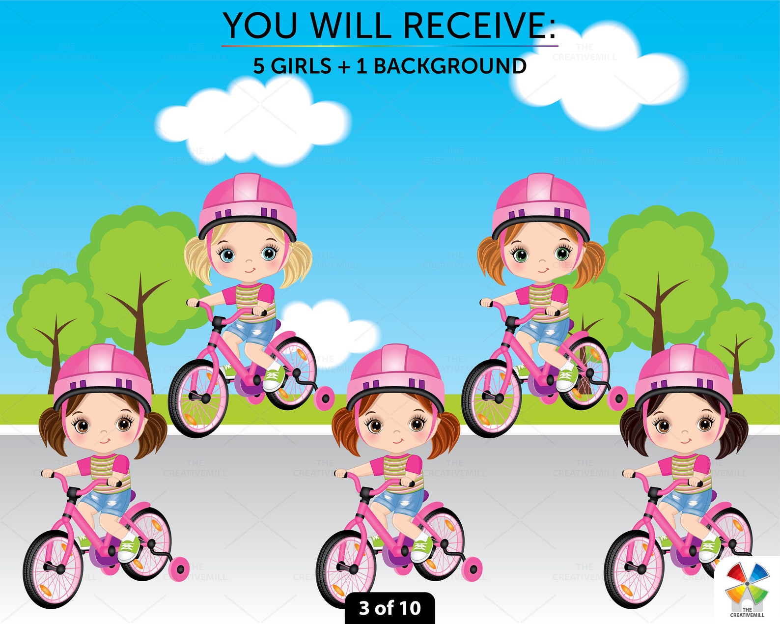 Bicycle Girl Clipart Vector Girl Bike Sport Kid Character - Etsy