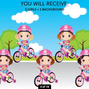 Bicycle Girl Clipart, Vector Girl Bike, Sport Kid Character, Toddler ...