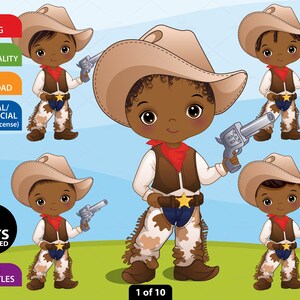 Little Cowboy Clipart, Vector Wild West, Afro Boy PNG, Boy With Gun ...