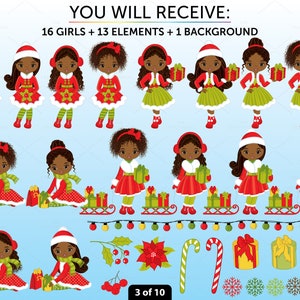 Christmas Girls Clipart - Vector Christmas Girls Clipart, African ...