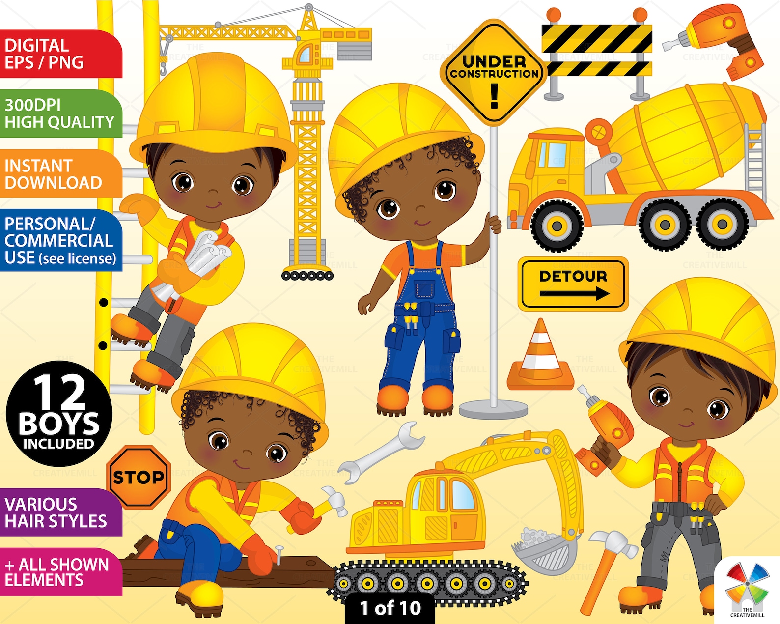 Construction Boys Clipart Vector Construction Clipart Boys - Etsy