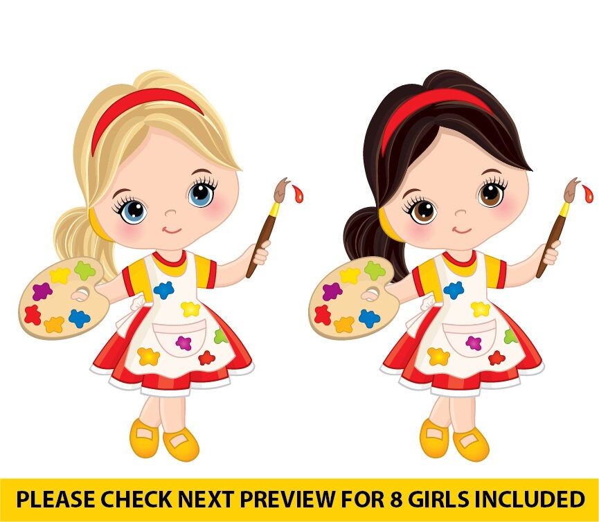 Artist Clipart Vector Artist Clipart Girl Clipart Artist | Etsy