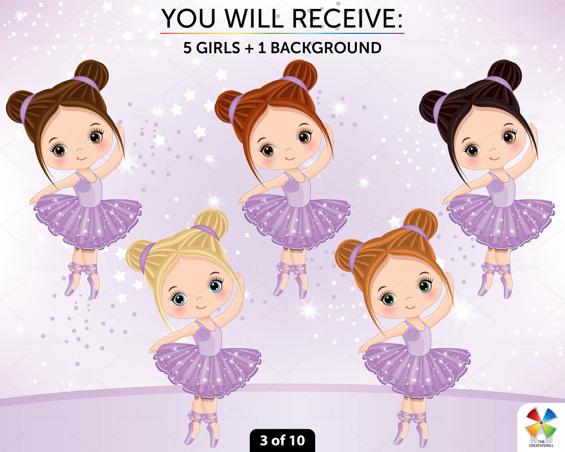Little Ballerina Clipart Vector Ballerina Ballet Bun - Etsy