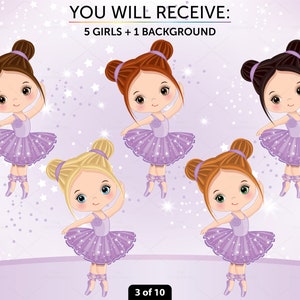 Little Ballerina Clipart, Vector Ballerina, Ballet, Bun, Purple Tutu ...
