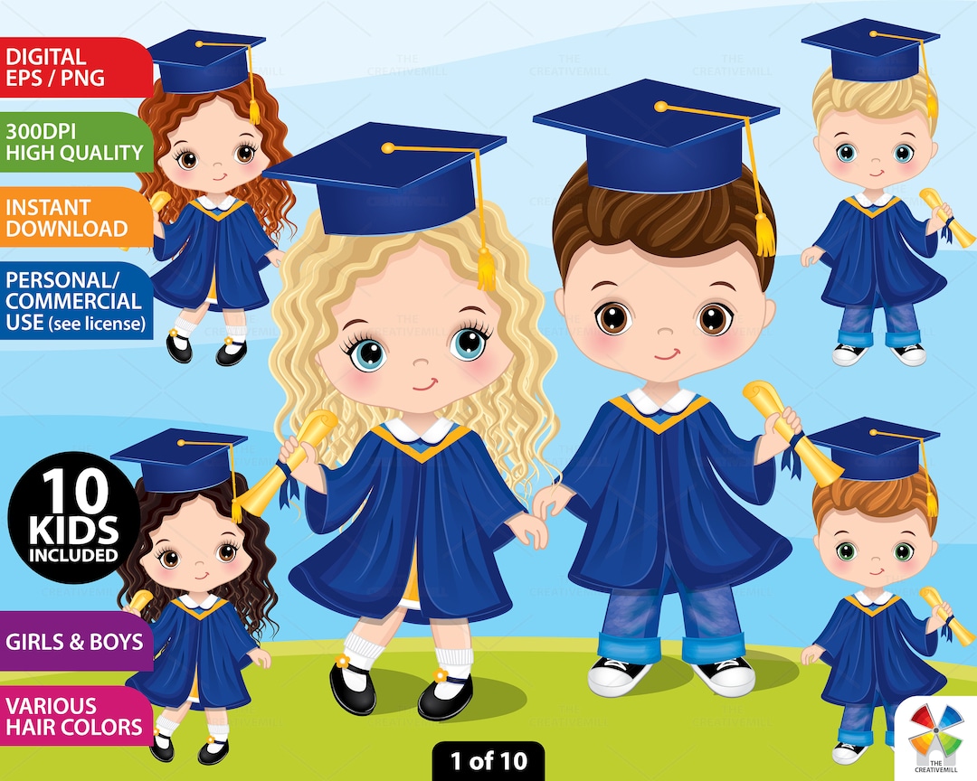 Graduation Kids Clipart, Vector Preschool, Student PNG, Diploma ...