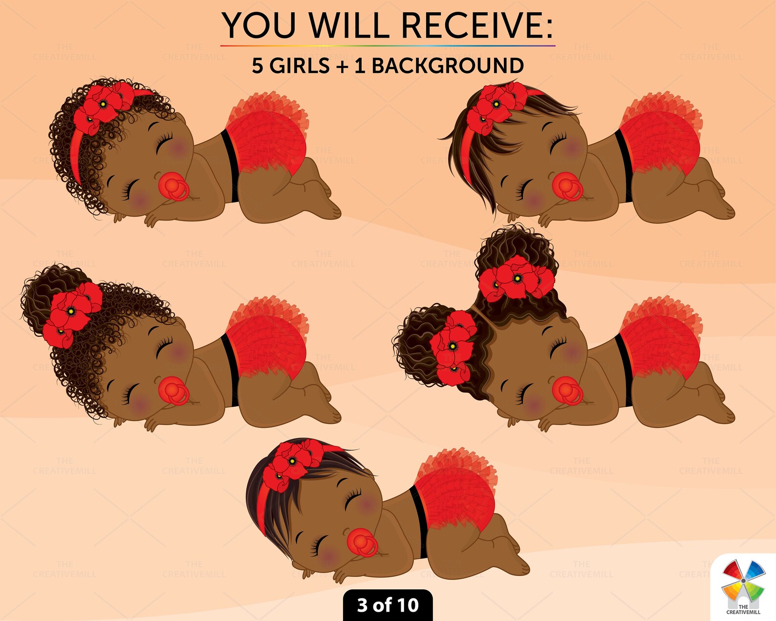 Poppy Baby Girl Clipart Vector Newborn Red Baby Clipart - Etsy