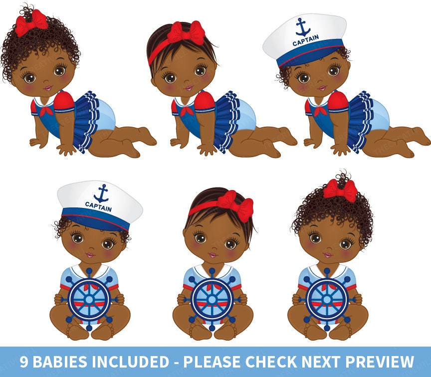 Nautical Baby Girl Clipart Vector Nautical Clipart Baby - Etsy