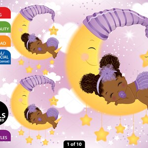 Sleeping Baby Clipart, Vector Newborn, Purple Baby, Afro Baby Shower ...