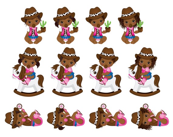 Black Baby Cowboy Clipart