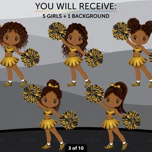 Gold Cheerleader Clipart, Vector Pom, Sport, Black Cheerleader PNG ...