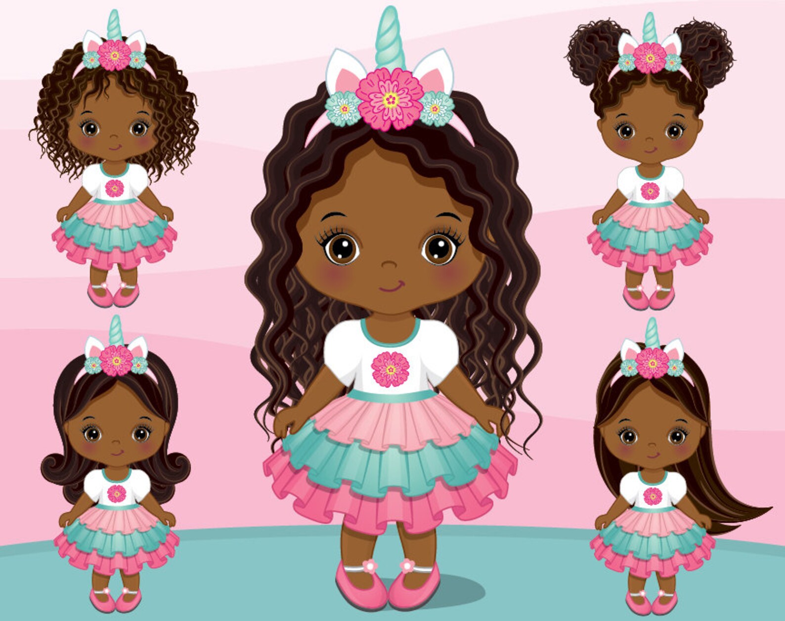 Unicorn Girl Clipart Vector Unicorn Clipart Cute Girl | Etsy España