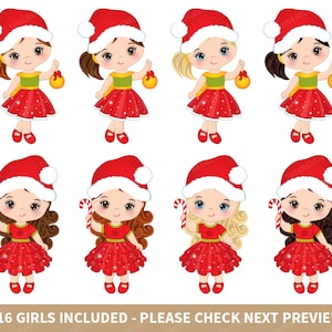 Christmas Girls Clipart - Vector Christmas Clipart, Little Girls ...