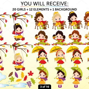 Fall Clipart - Vector Fall Clipart, Autumn Girl Clipart, Fall Girls ...