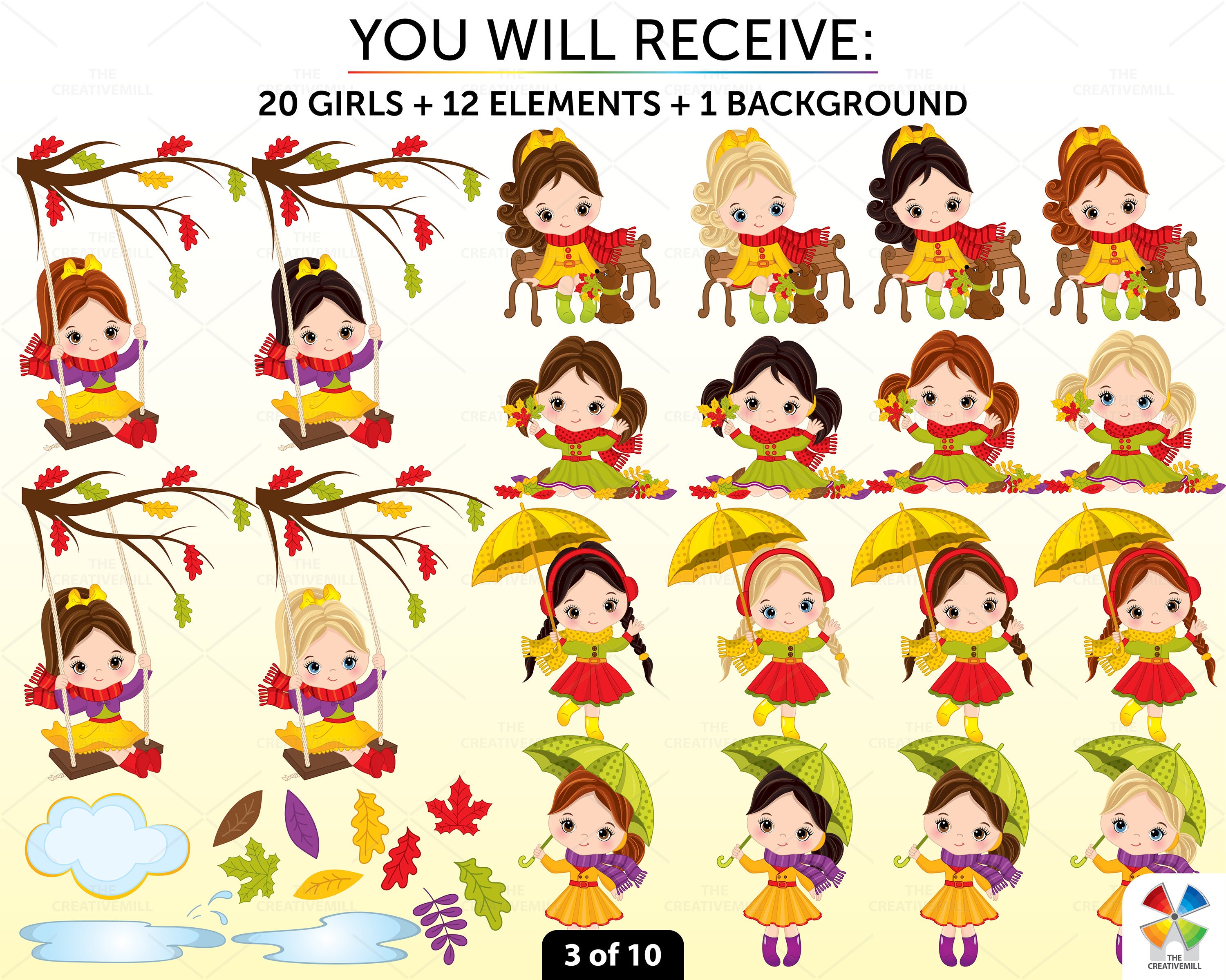 Fall Clipart Vector Fall Clipart Autumn Girl Clipart Fall - Etsy