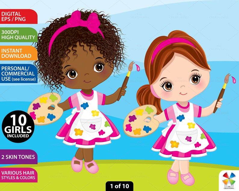 Artist Clipart Vector Artist Clipart Girl Clipart Artist - Etsy