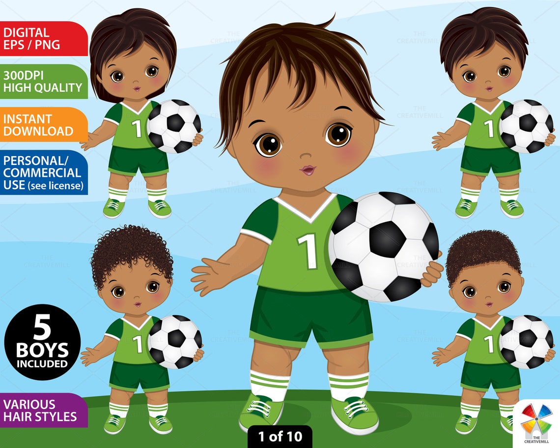 Soccer Baby Boy Clipart Vector Football Clipart Cute Black - Etsy