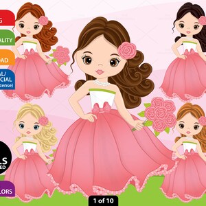 Spring Girl Clipart - Vector Flower Girl Clipart, Girls Clipart, Summer ...