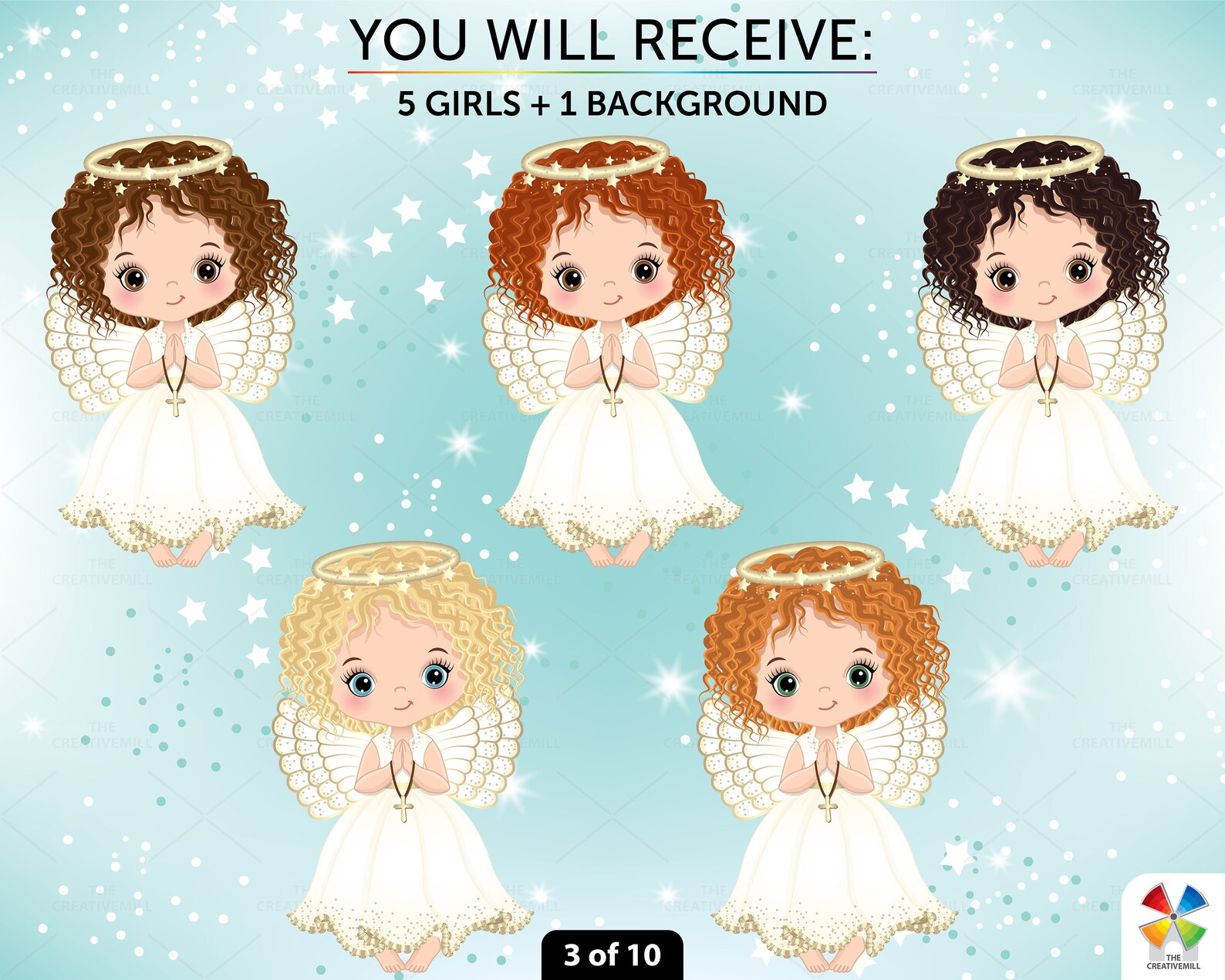 Angel Clipart Vector Nativity Angel Ring Cute Girl Wing - Etsy