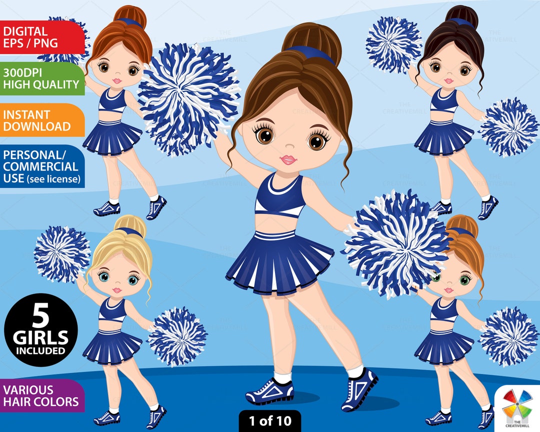 Royal Blue Cheerleader Clipart, Vector Pom Pom, Sport, Cheerleader PNG ...