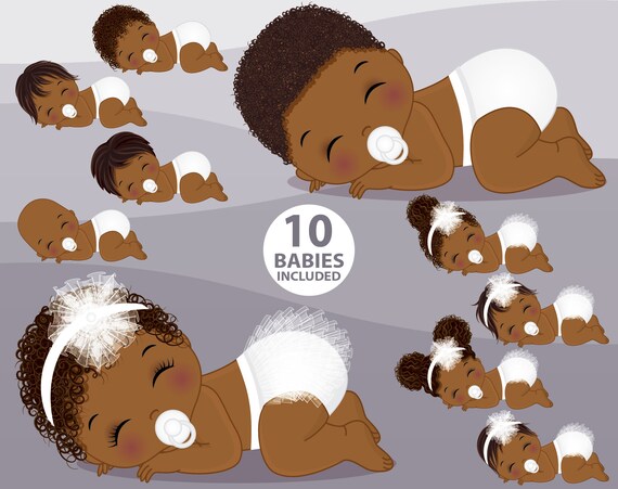White Baby Clipart Vector Newborn Clipart Afro Baby Shower | Etsy