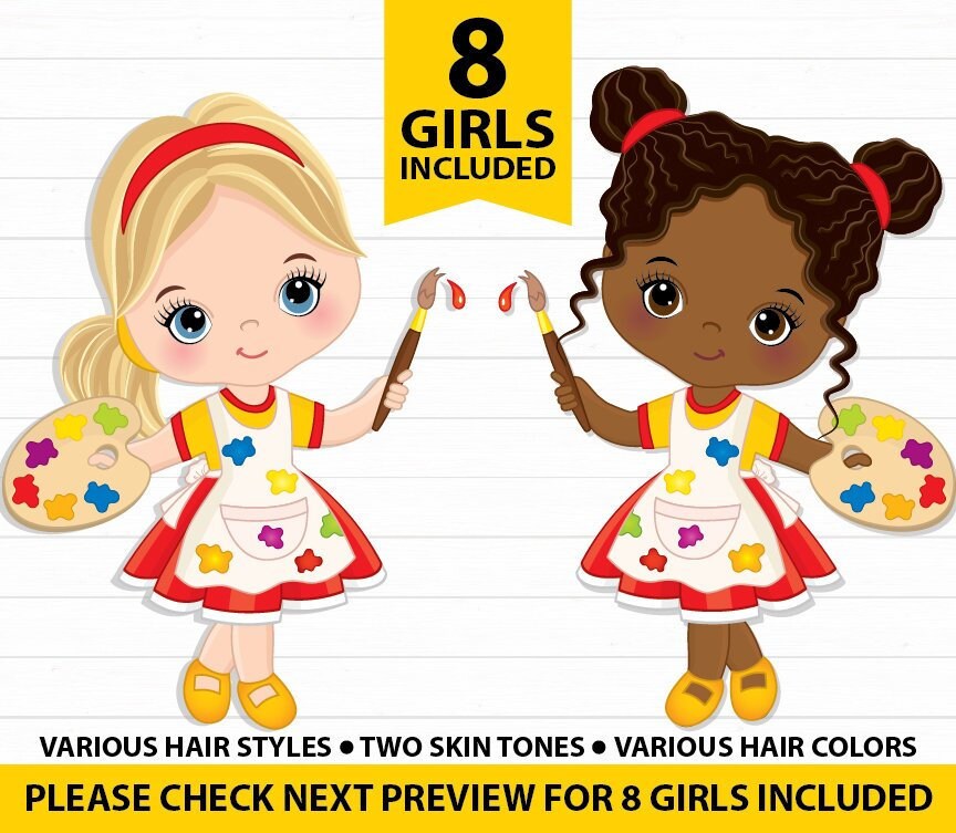 Artist Clipart Vector Artist Clipart Girl Clipart Artist | Etsy