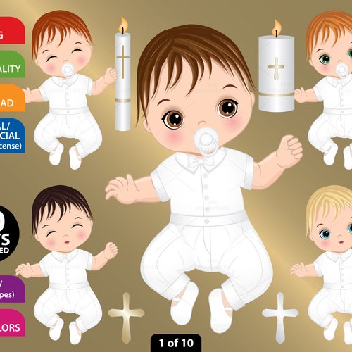 Baptism Baby Clipart Vector Newborn Christening Caucasian - Etsy