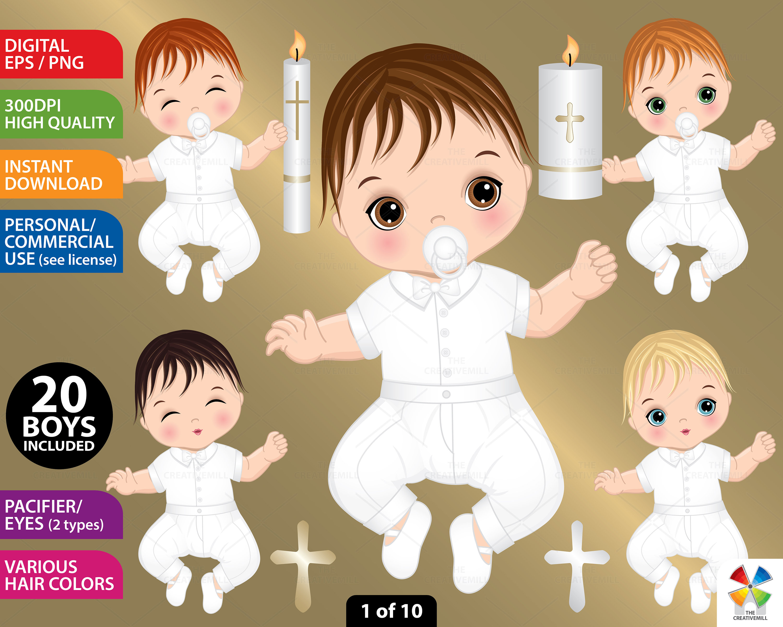 Baptism Baby Clipart Vector Newborn Christening Caucasian - Etsy Canada